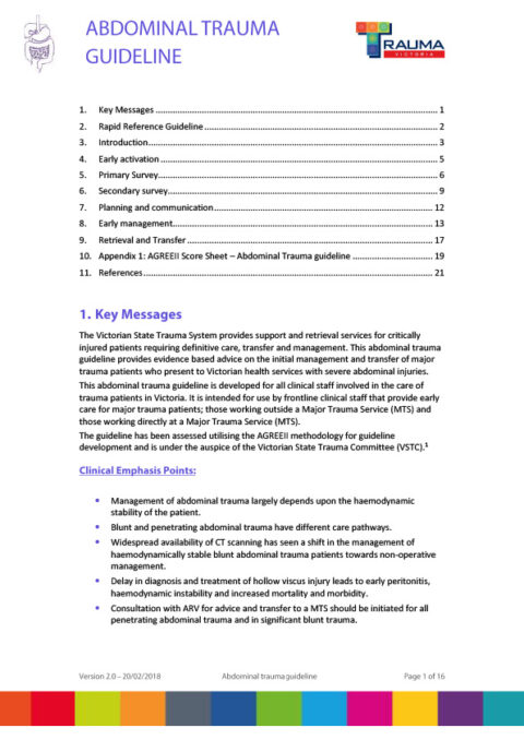 Abdo Trauma Guideline PDF | Victorian State Trauma System