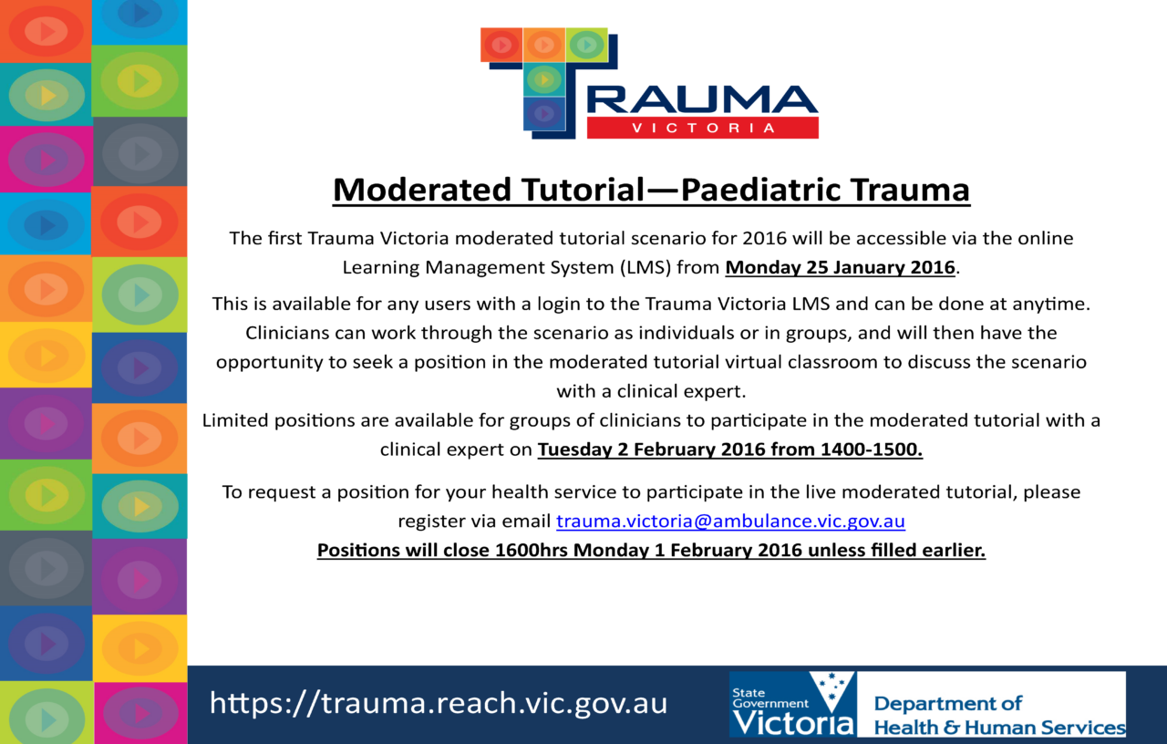 Moderated Tutorial – Paediatric Trauma | Victorian State Trauma System
