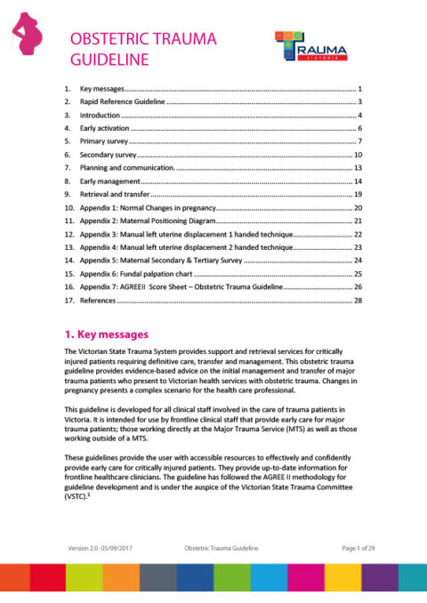 Obstetric Trauma Guideline PDF | Victorian State Trauma System