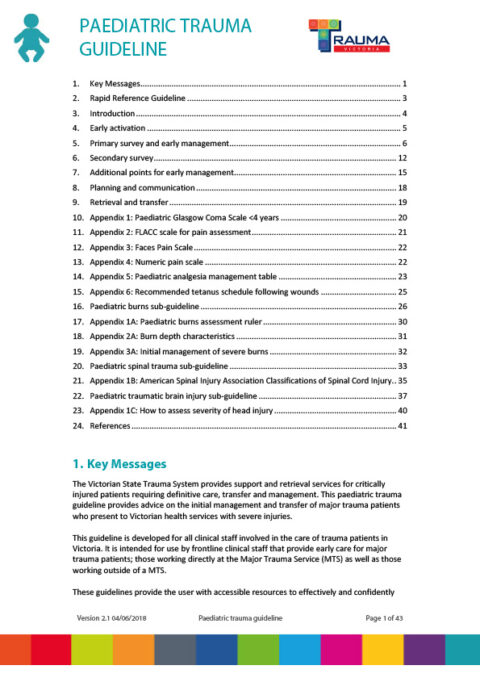 Paediatric Trauma Guideline PDF | Victorian State Trauma System
