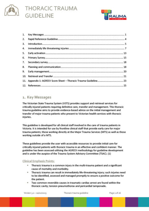 Thoracic Trauma Guideline PDF | Victorian State Trauma System