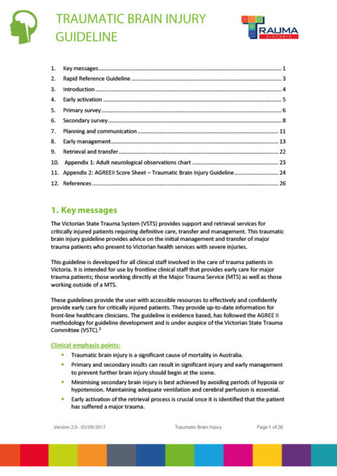 Traumatic Brain Injury Guideline PDF | Victorian State Trauma System